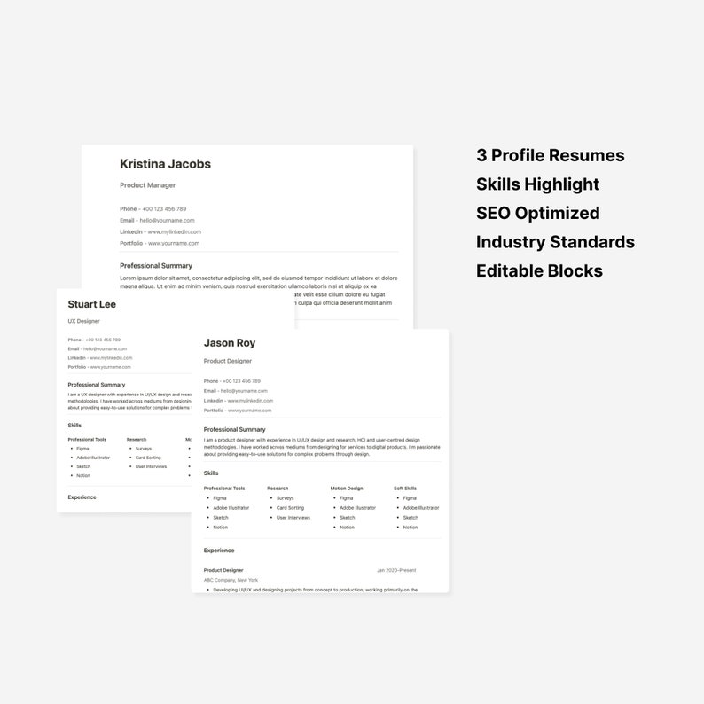 Professional Notion Resume Template Pack | UX Designer - Product ...
