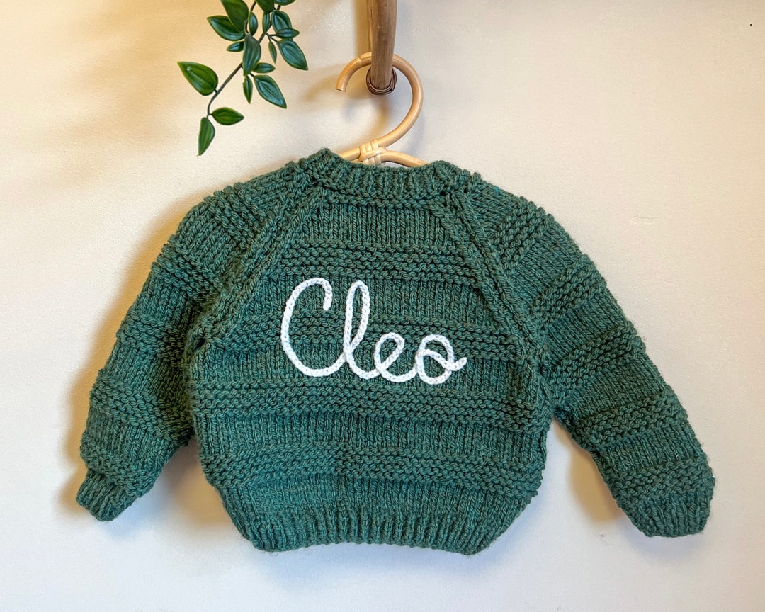 1-2 Years Personalised Hand Knitted Baby Cardigans.hand Embroidered ...