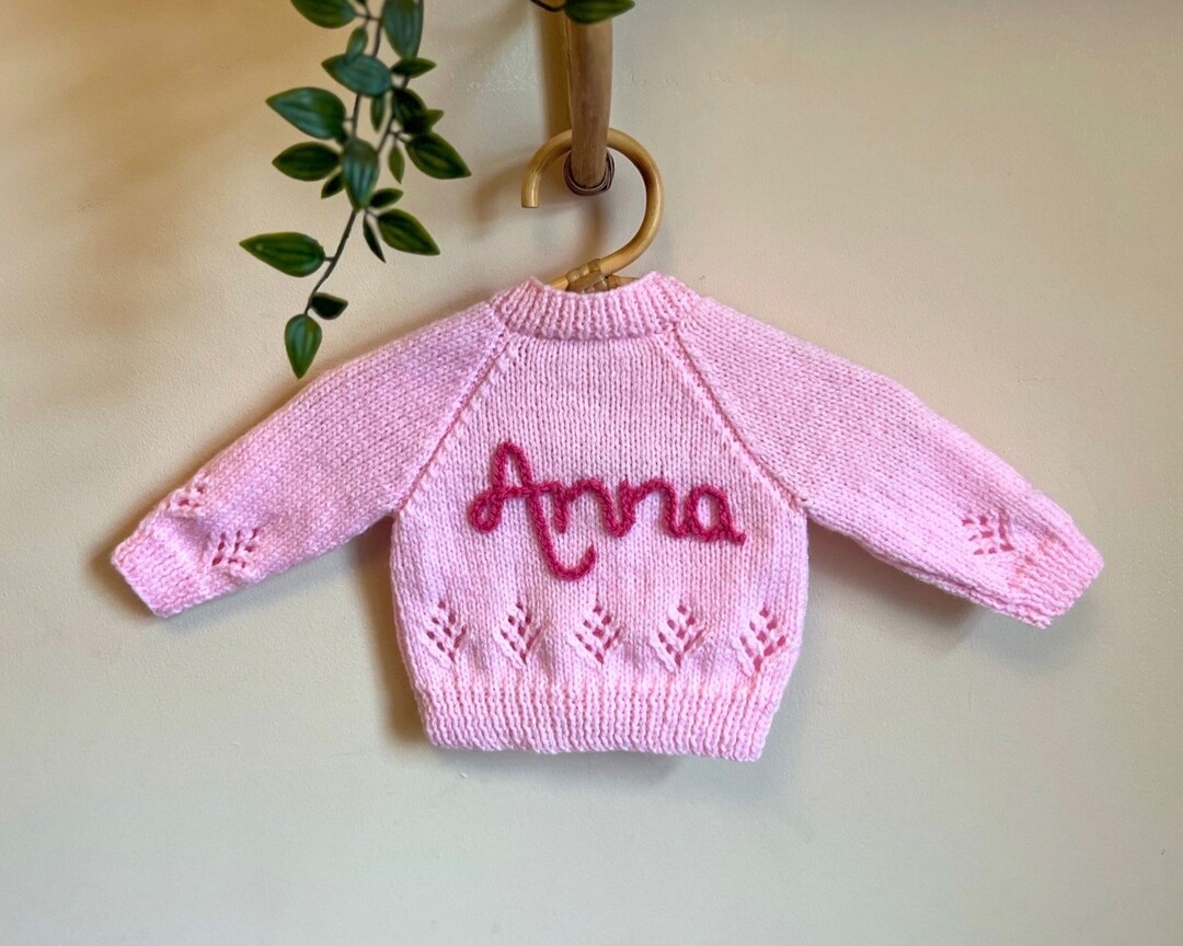 0-3 Months Personalised Hand Knitted Baby Cardigans. Hand Embroidered ...