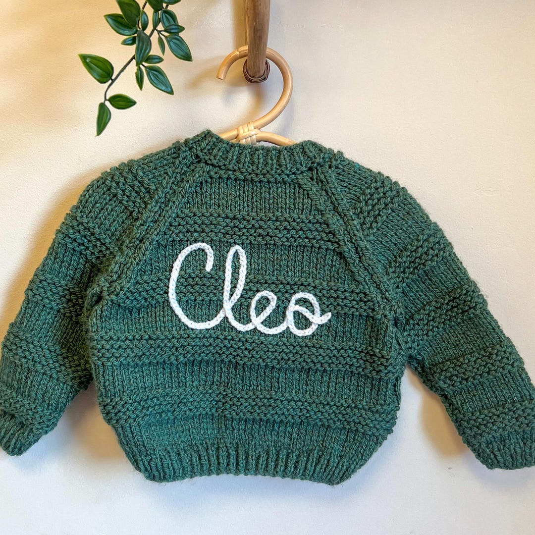 1-2 Years Personalised Hand Knitted Baby Cardigans.hand Embroidered ...
