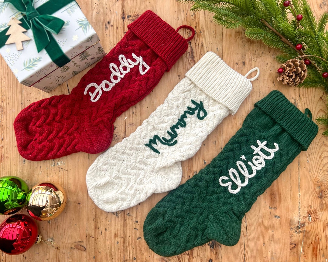 Personalised CHRISTMAS Stockings. Hand Embroidered Christmas Stockings ...