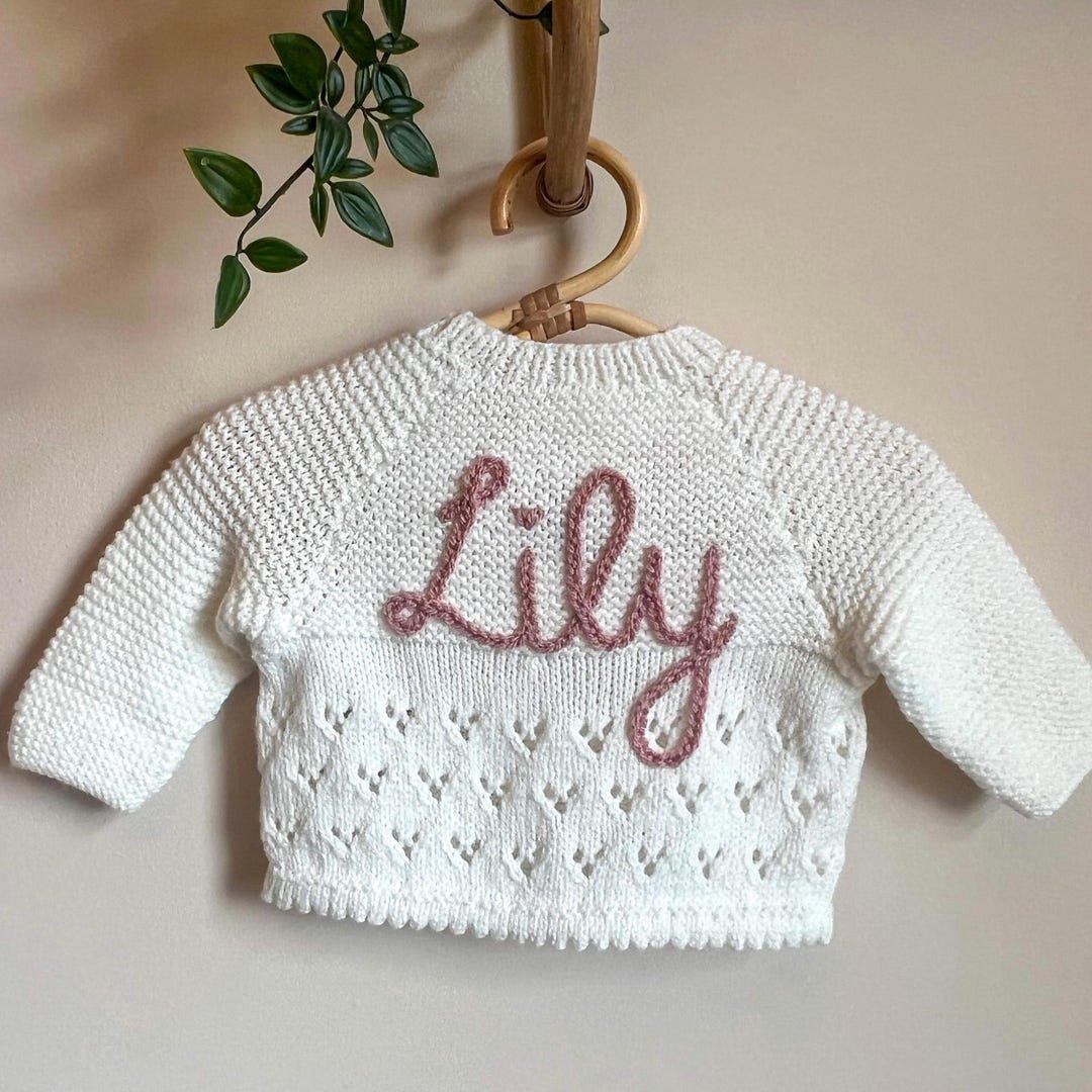 3-6 Months Personalised Hand Knitted Baby Cardigans. Hand Embroidered ...
