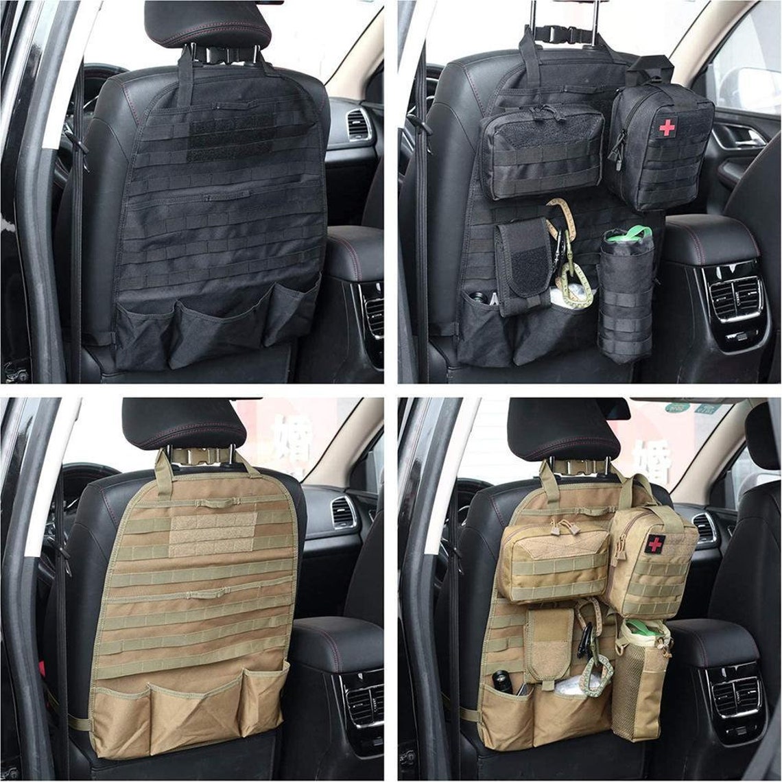 Military Style Car Seat Hanging Organiser | MOLLE + Tactical Pockets ...