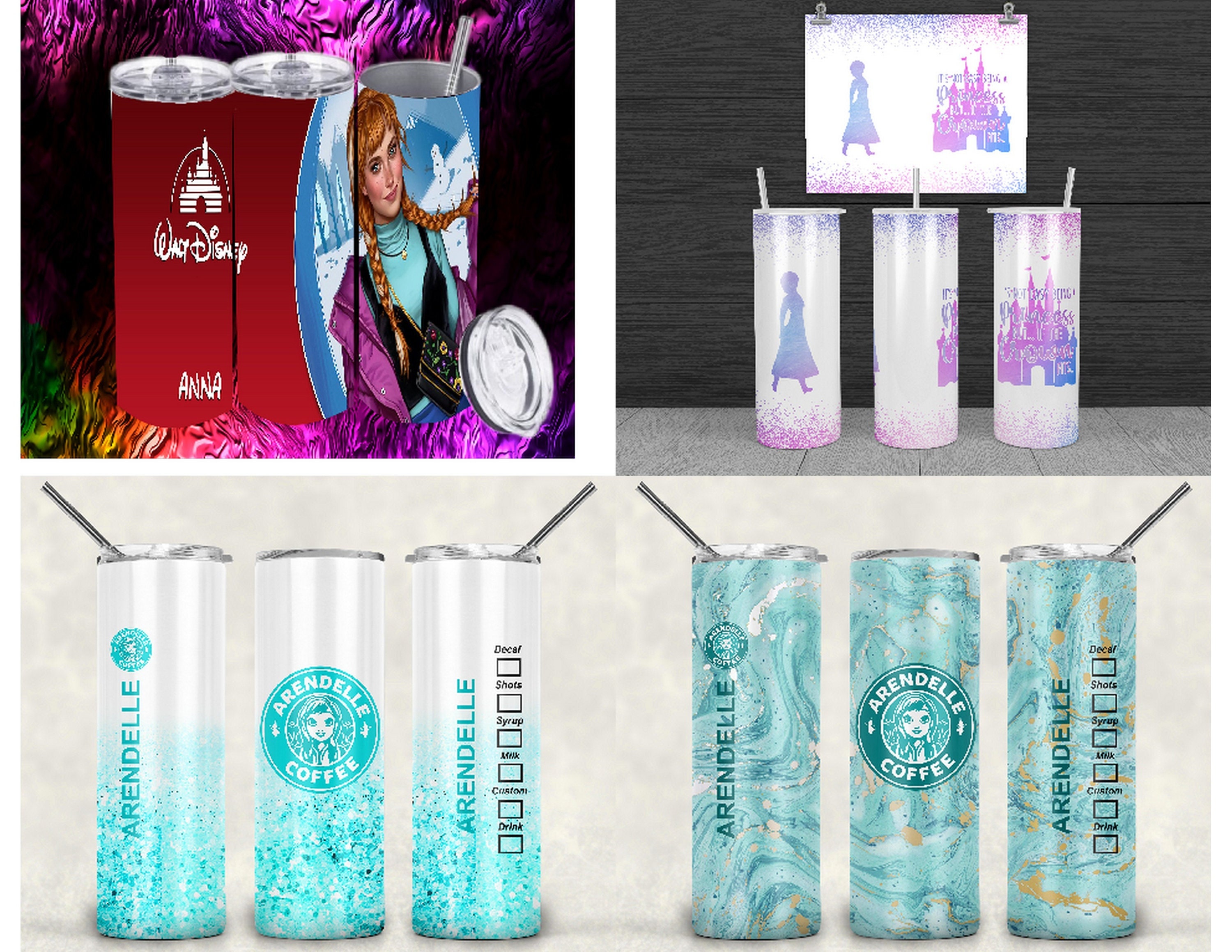 20 Frozen Elsa Anna 20oz Skinny Tumbler Design Tumbler Wrap for ...
