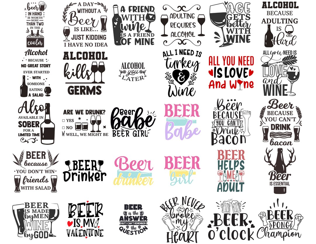 Booze Beer and Wine SVG Bundle - Etsy