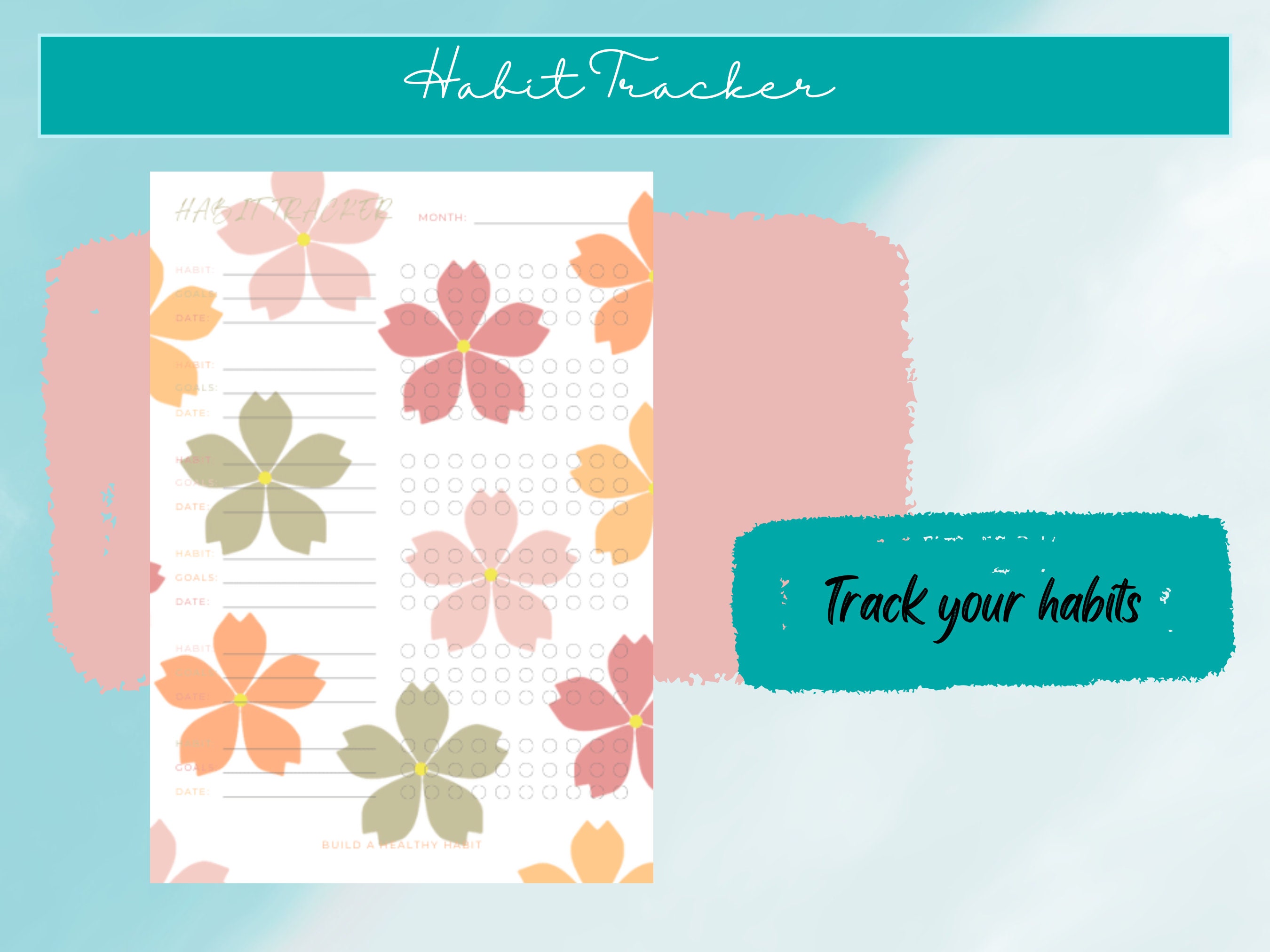Undated Digital Planner, Floral Digital Download, Weekly Schedule, To ...