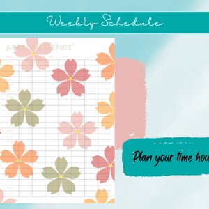 Undated Digital Planner, Floral Digital Download, Weekly Schedule, To ...
