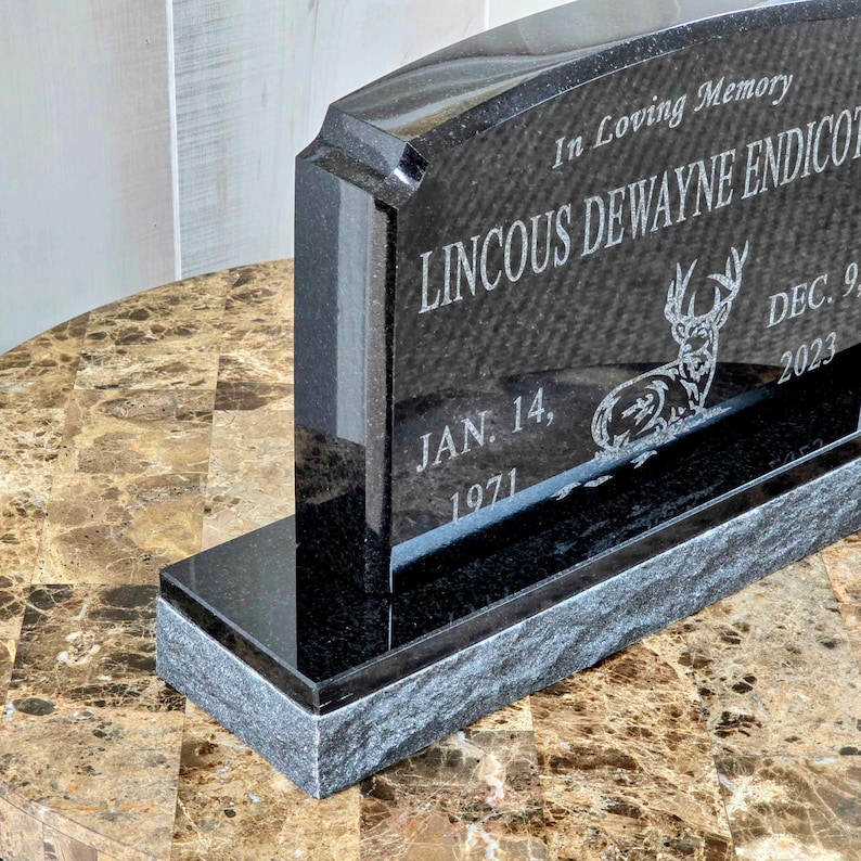 Laser Engraved Mini Upright Headstone Custom Grave Marker Jet Black ...