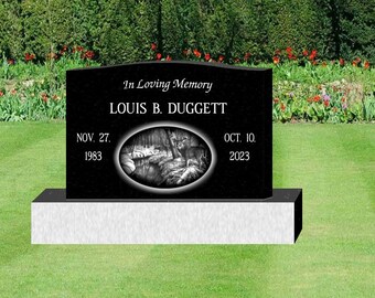 Laser Engraved Mini Upright Headstone Custom Grave Marker Jet Black ...