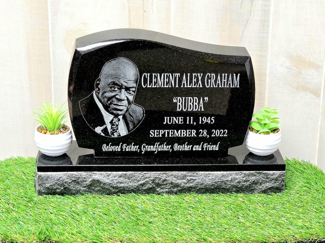 Laser Engraved Black Granite Mini Headstone: Personalized Grave Marker ...