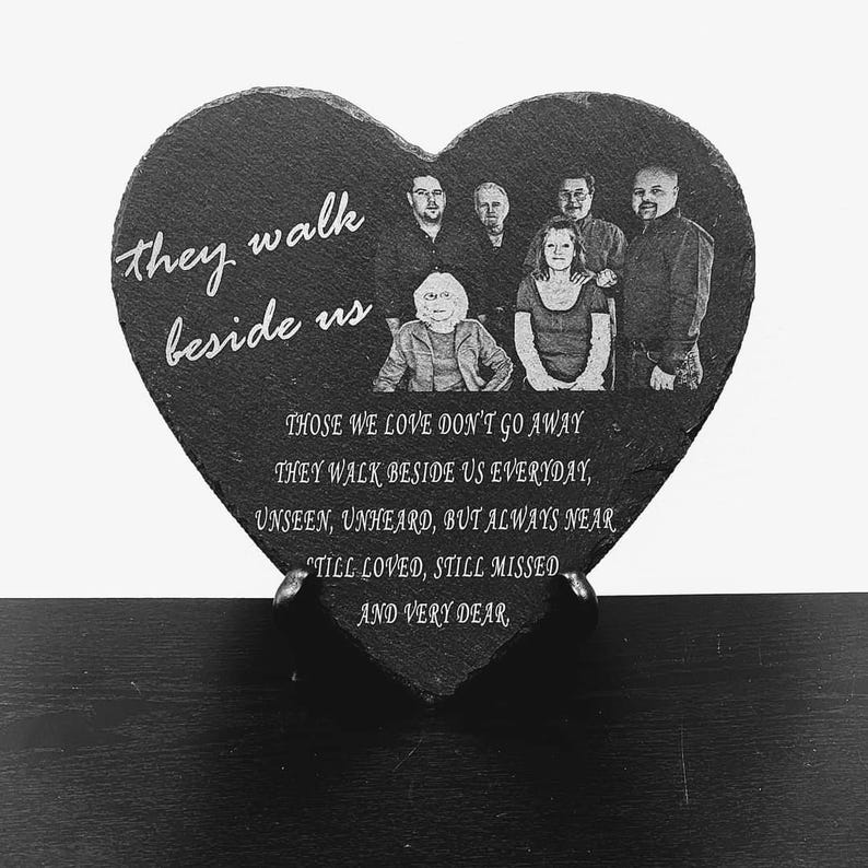 Custom Laser Engraved Slate Heart Memorial Plaque: Garden Stone - Etsy