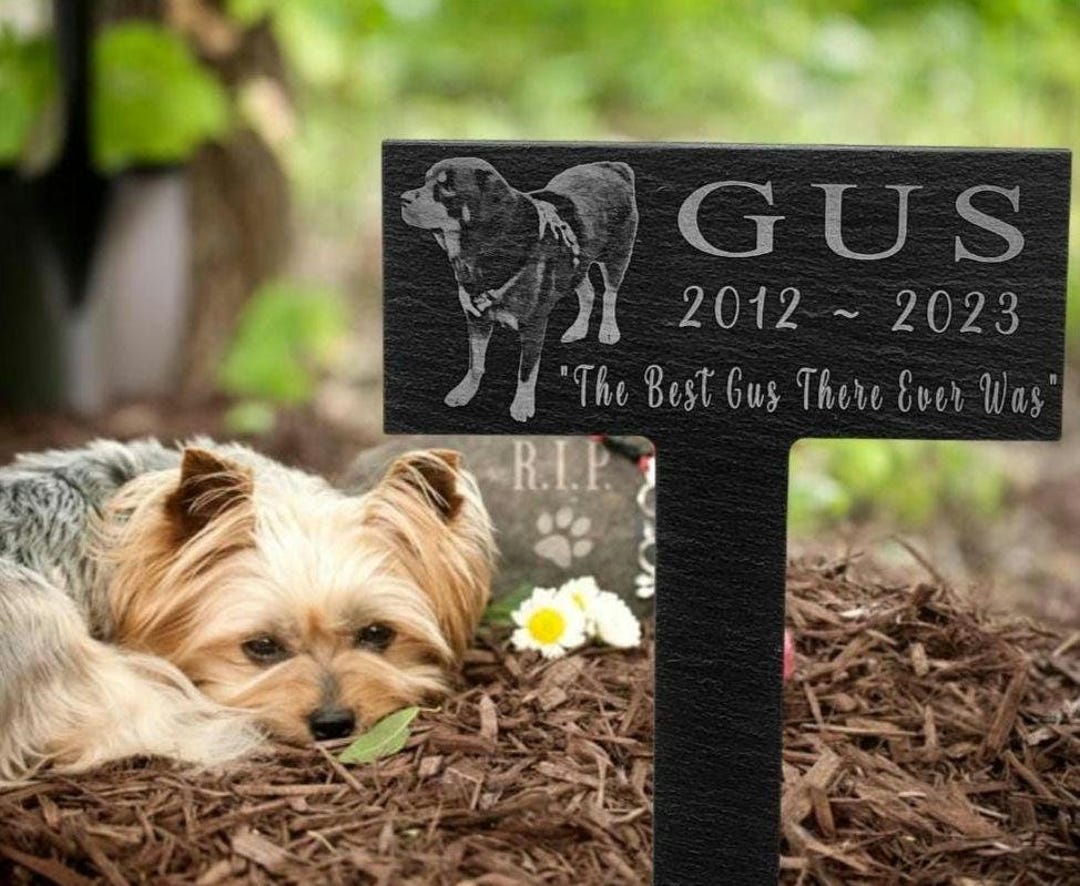 Laser Etched Slate Pet Memorial Plaque: Custom Engraved Portrait - Etsy