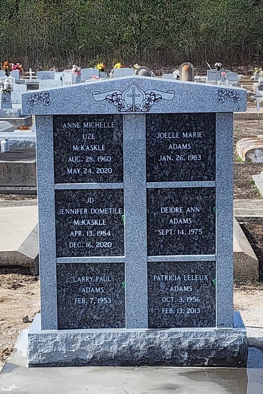 Custom 6 Niche Columbarium, Cemetery Grave Marker, Gray Granite Frame ...