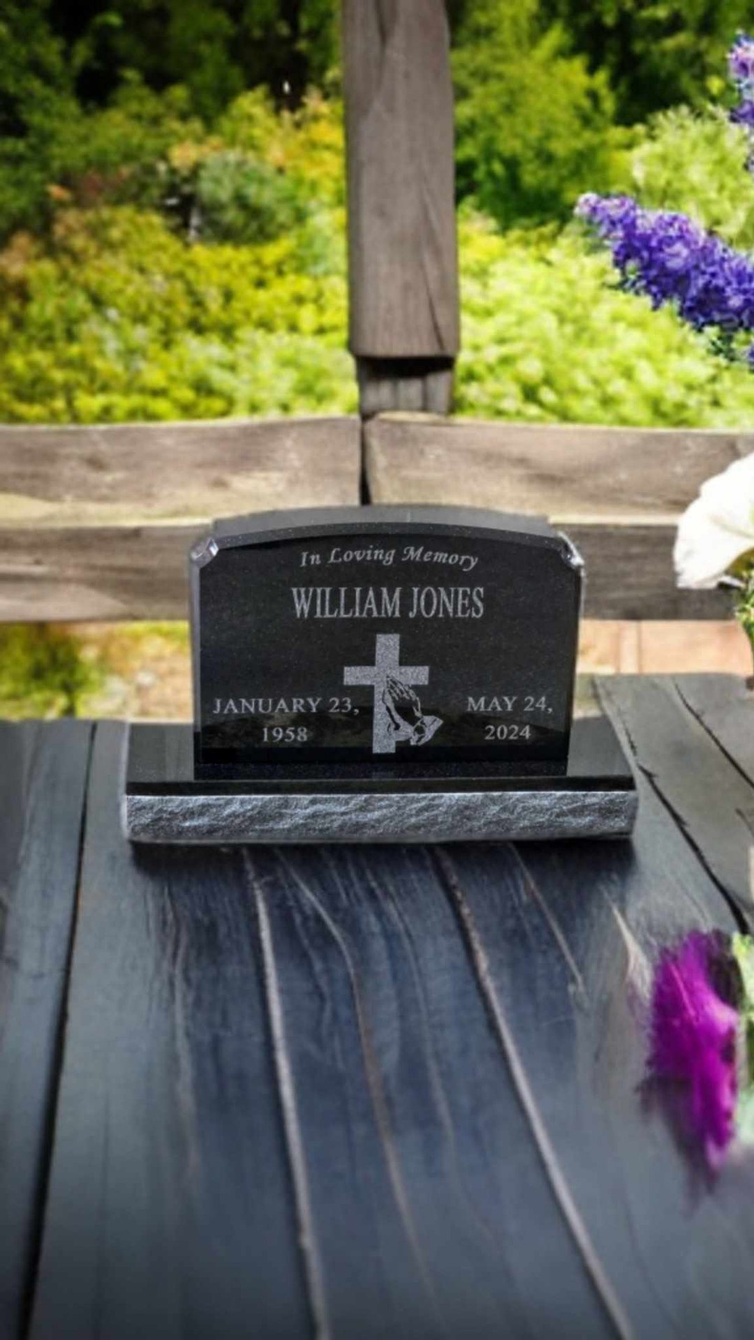 Laser Engraved Mini Upright Headstone Custom Grave Marker Jet Black ...