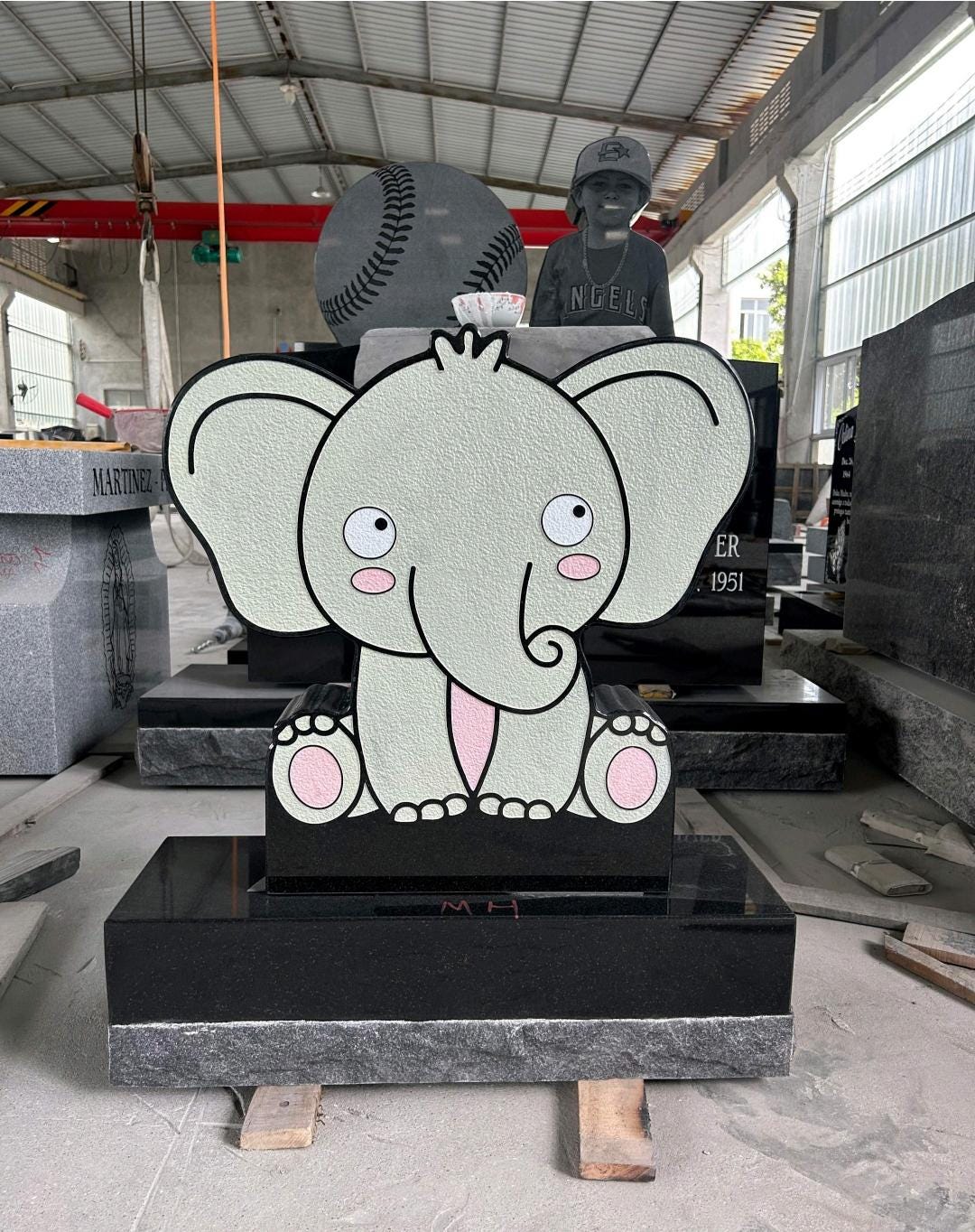 Baby Elephant Headstone: Black Granite Infant Grave Marker - Etsy