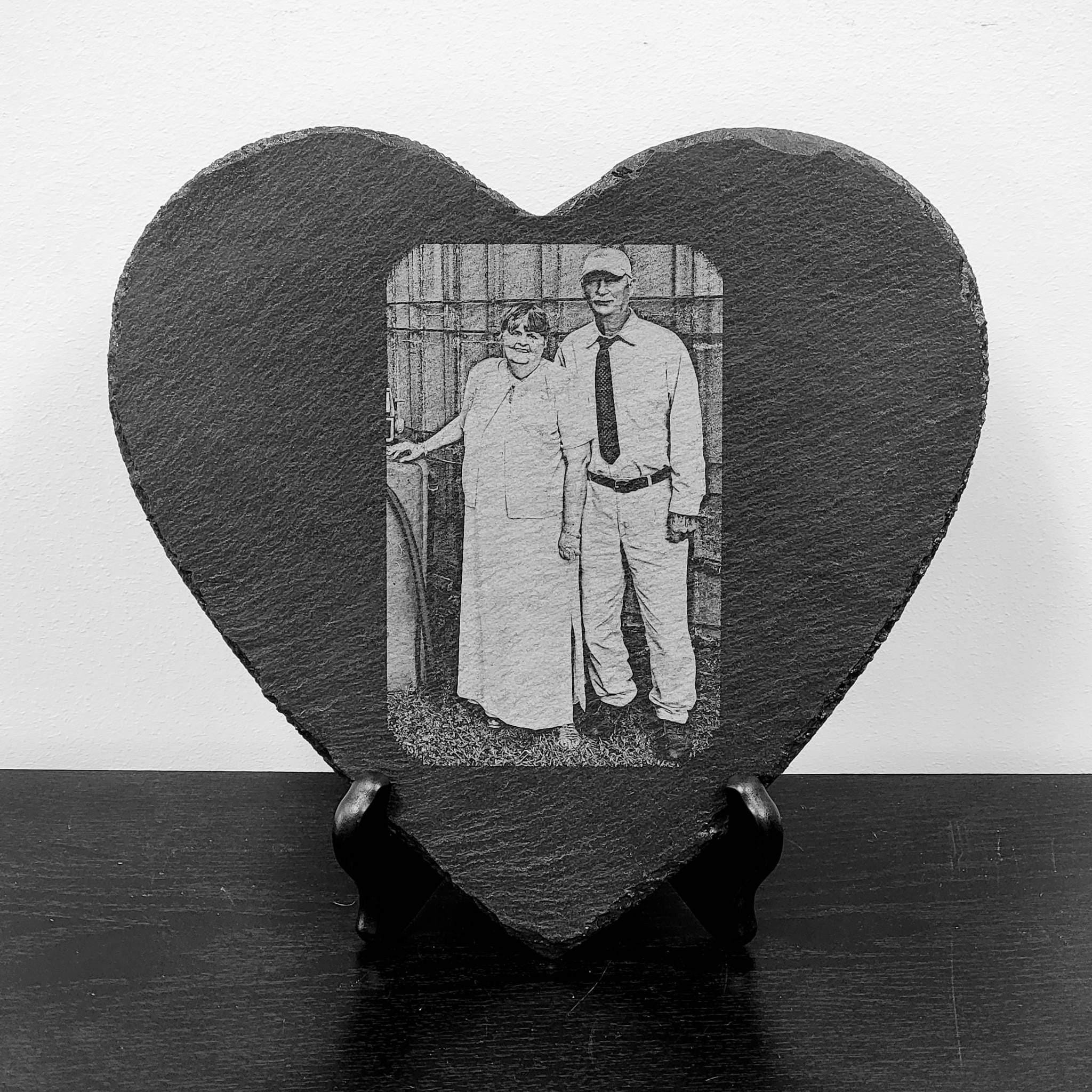 Custom Laser Engraved Slate Heart Memorial Plaque: Garden Stone - Etsy