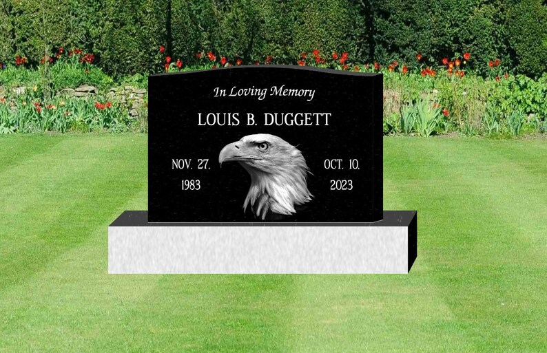 Laser Engraved Mini Upright Headstone Custom Grave Marker Jet Black ...