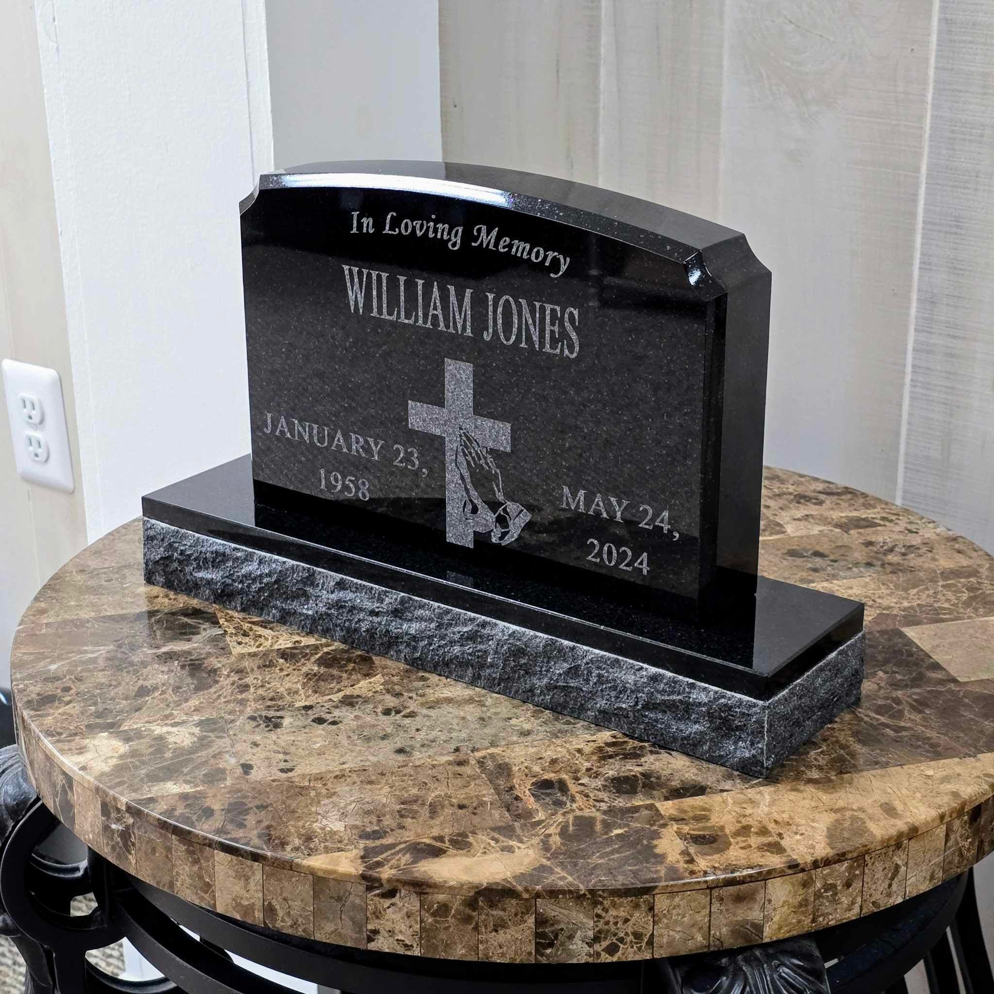 Laser Engraved Mini Upright Headstone Custom Grave Marker Jet Black ...