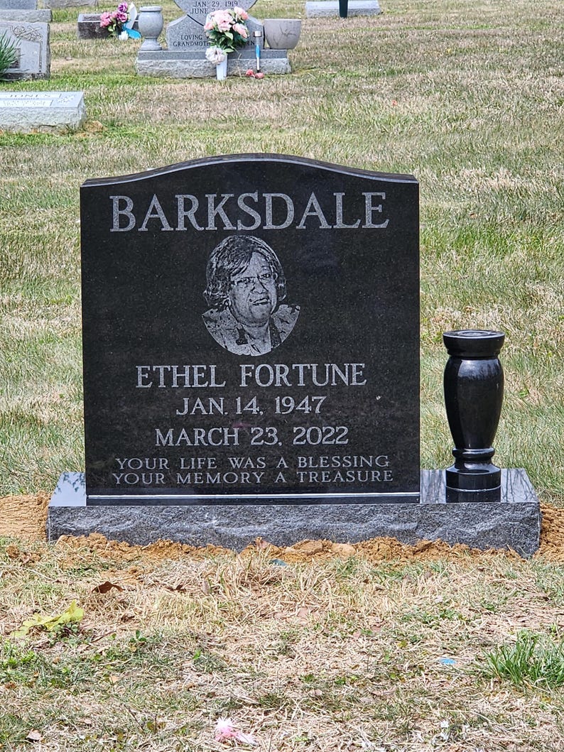 Black Granite Serpentine Headstone: Custom Cemetery Memorial With ...