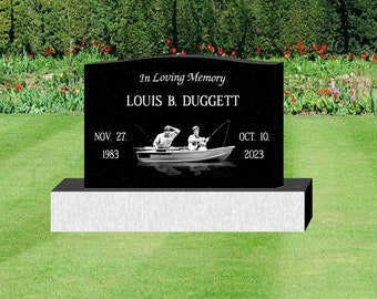 Laser Engraved Mini Upright Headstone Custom Grave Marker Jet Black ...