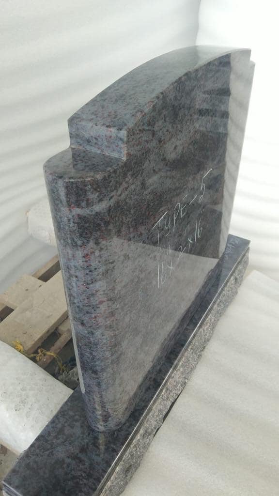 Bahama Blue Granite Memorial Headstone: Laser-etched Cemetery Grave ...