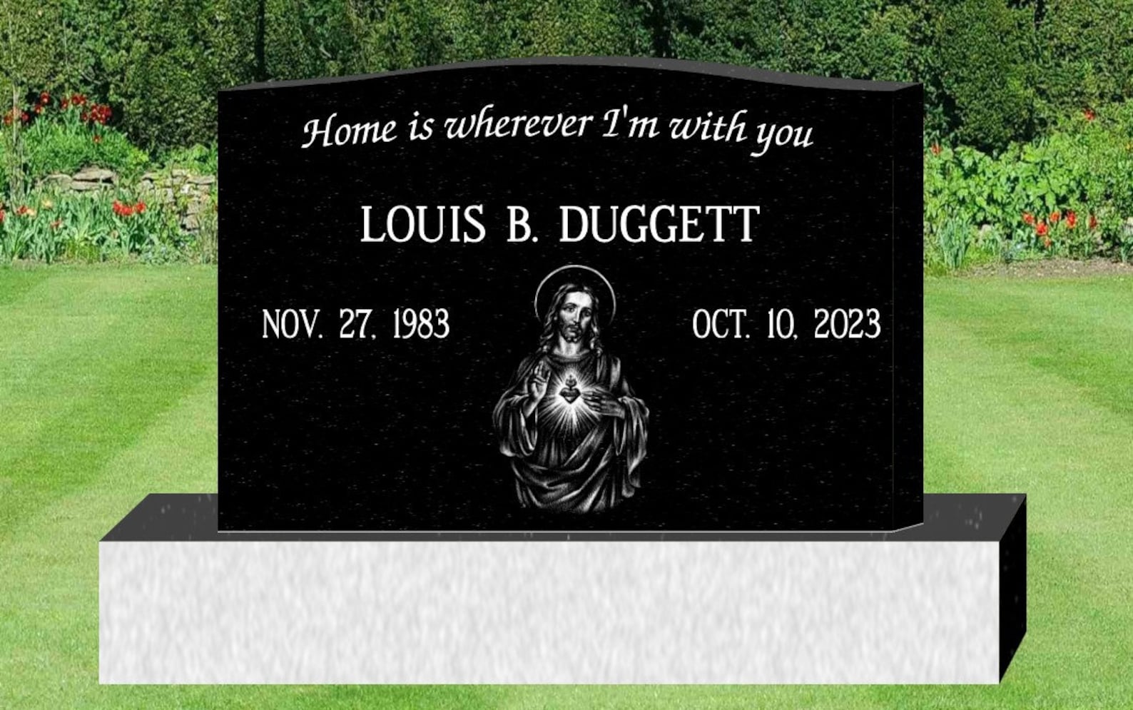 Laser Engraved Mini Upright Headstone Custom Grave Marker Jet Black ...