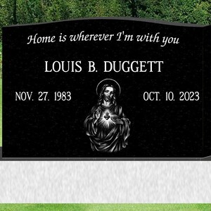 Laser Engraved Mini Upright Headstone Custom Grave Marker Jet Black ...