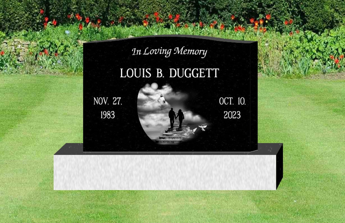 Laser Engraved Mini Upright Headstone Custom Grave Marker Jet Black ...