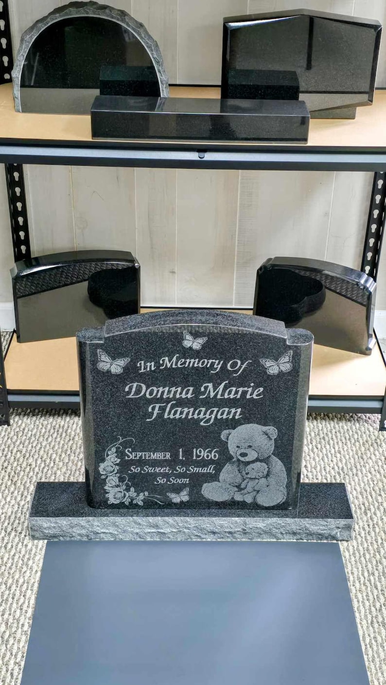 Custom Headstone Cemetery Grave Marker in Premium Black Granite and ...