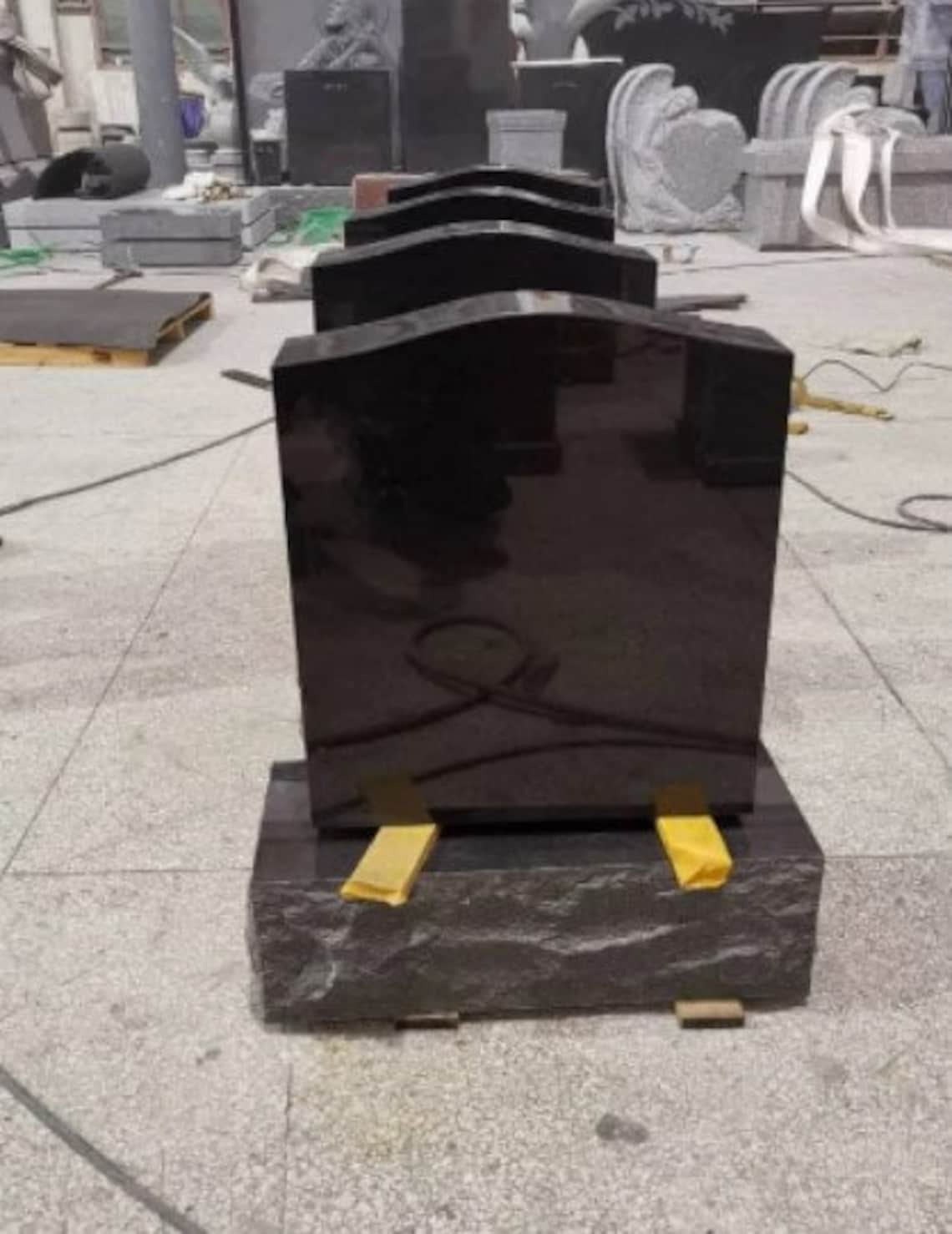 Economy Laser Engraved Black Granite Headstone With Portrait - Etsy