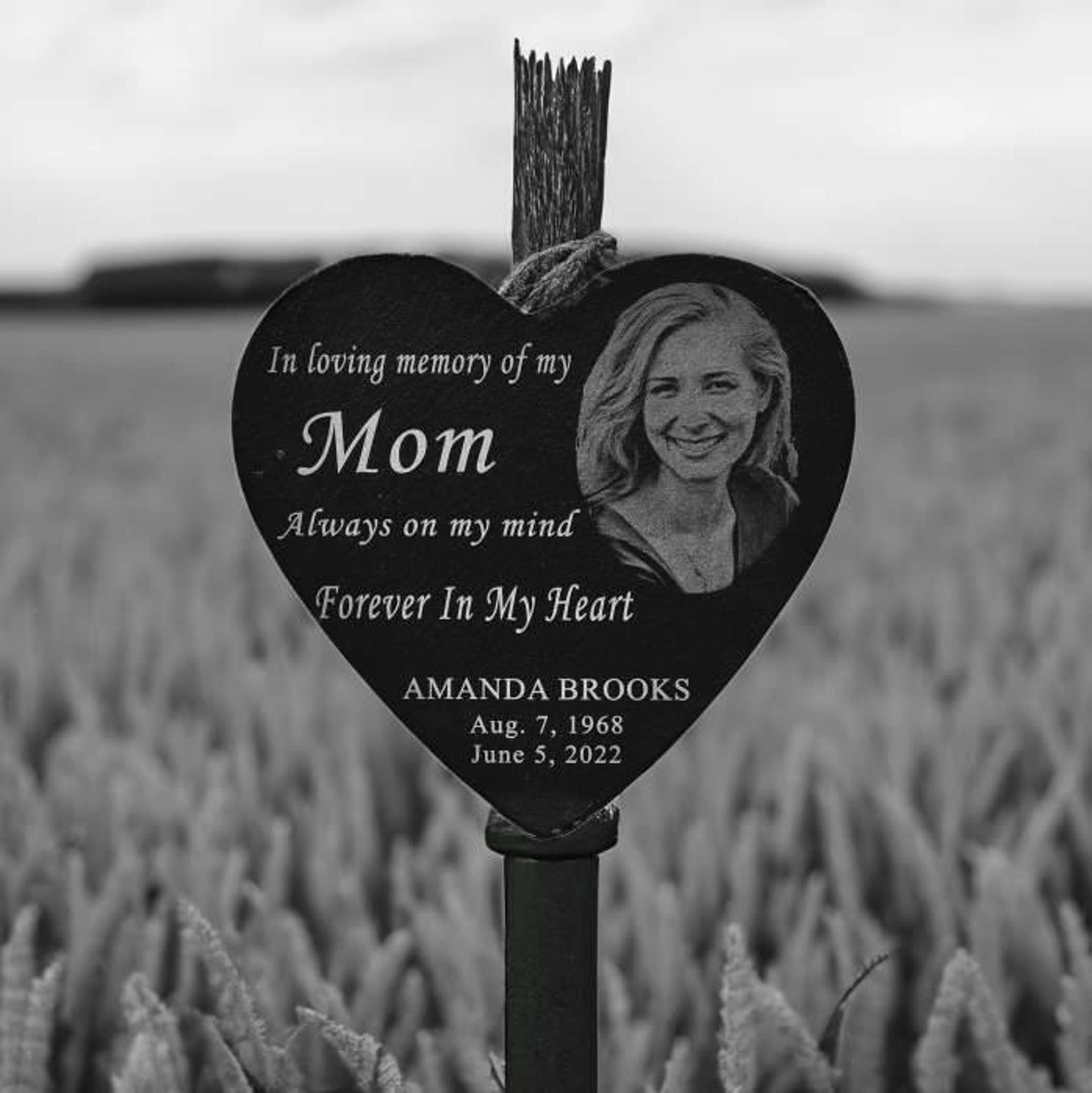 Custom Laser Engraved Slate Heart Memorial Plaque: Garden Stone - Etsy