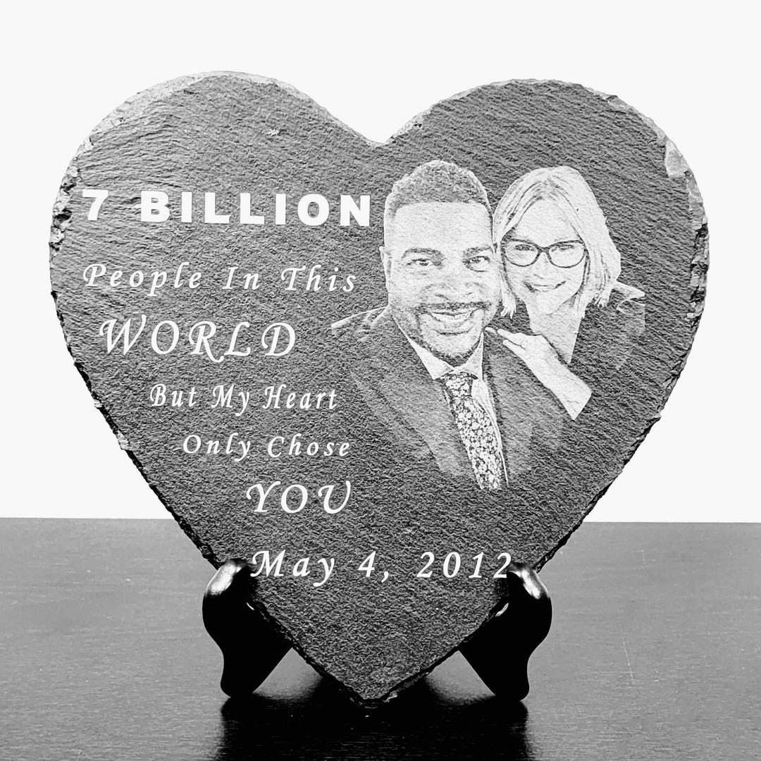 Custom Laser Engraved Slate Heart Memorial Plaque: Garden Stone - Etsy