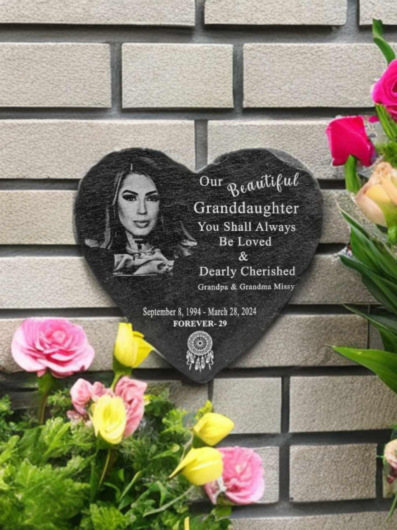 Custom Laser Engraved Slate Heart Memorial Plaque: Garden Stone - Etsy