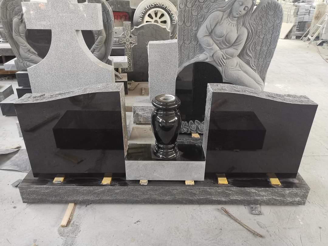 Gray Granite Companion Wing Cemetery Headstone: His & Her Monument - Etsy