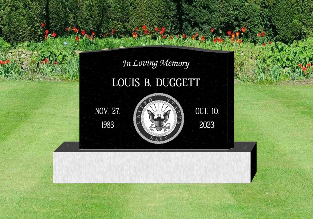 Laser Engraved Mini Upright Headstone Custom Grave Marker Jet Black ...