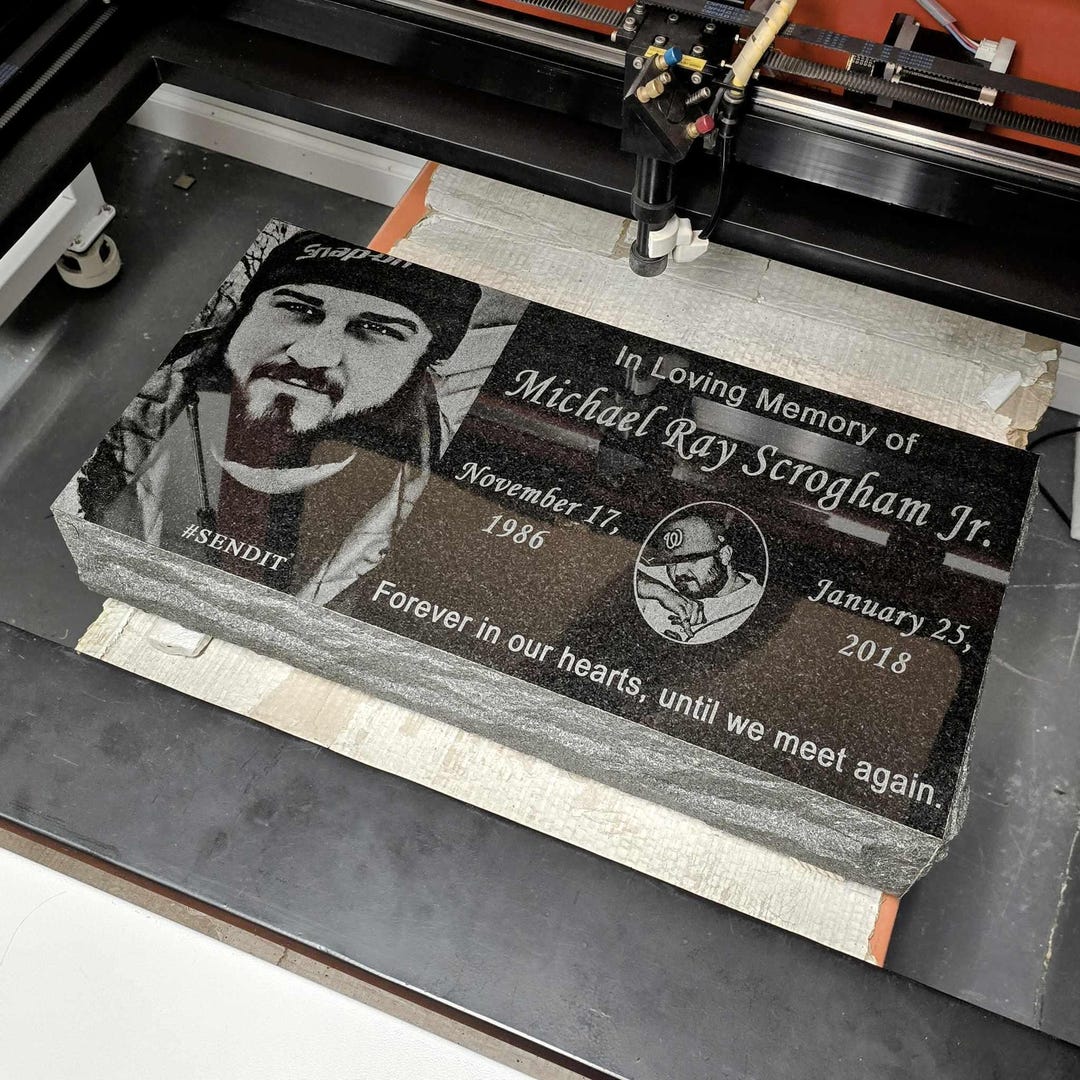 Personalized Black Granite Flat Grave Marker Headstone: Laser Engraved ...