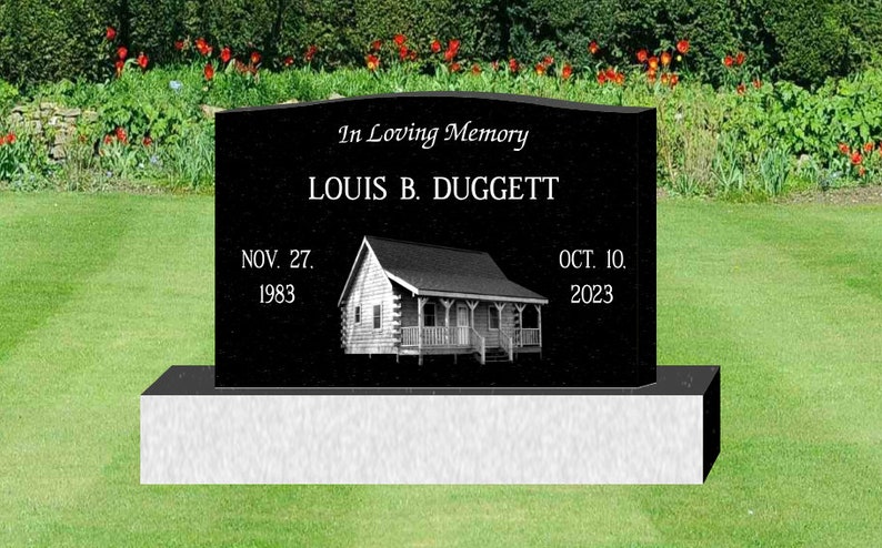 Laser Engraved Mini Upright Headstone Custom Grave Marker Jet Black ...