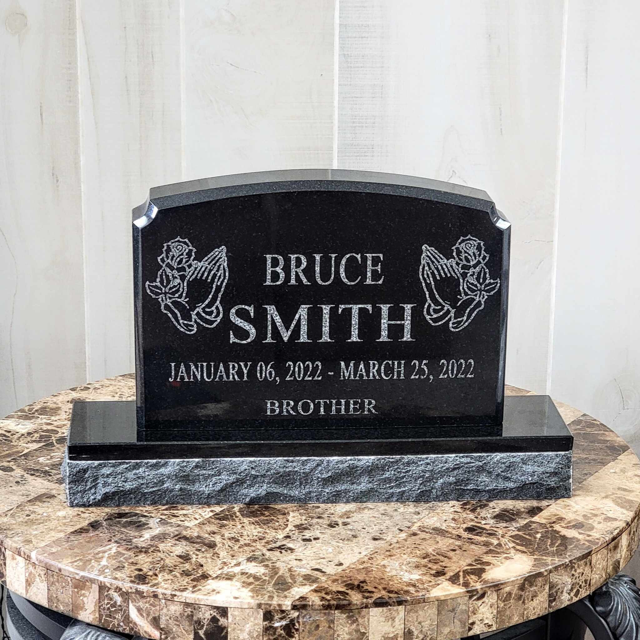 Laser Engraved Mini Upright Headstone Custom Grave Marker Jet Black ...