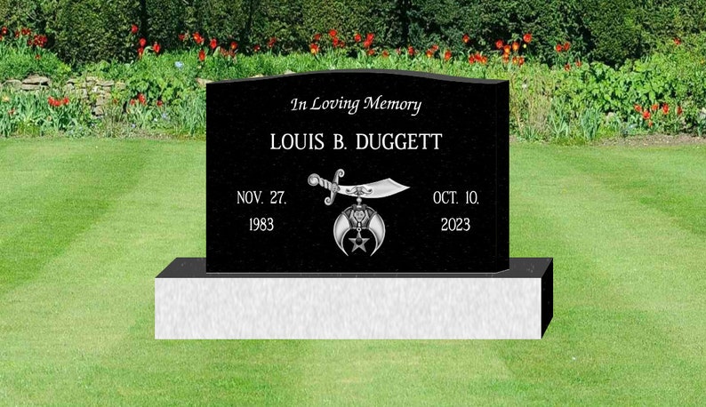 Laser Engraved Mini Upright Headstone Custom Grave Marker Jet Black ...