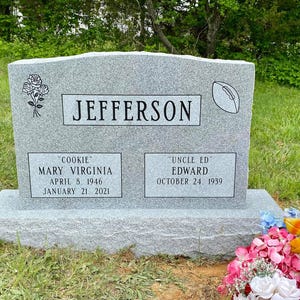 Premium Gray Granite Companion Double Cemetery Headstone Grave Marker ...