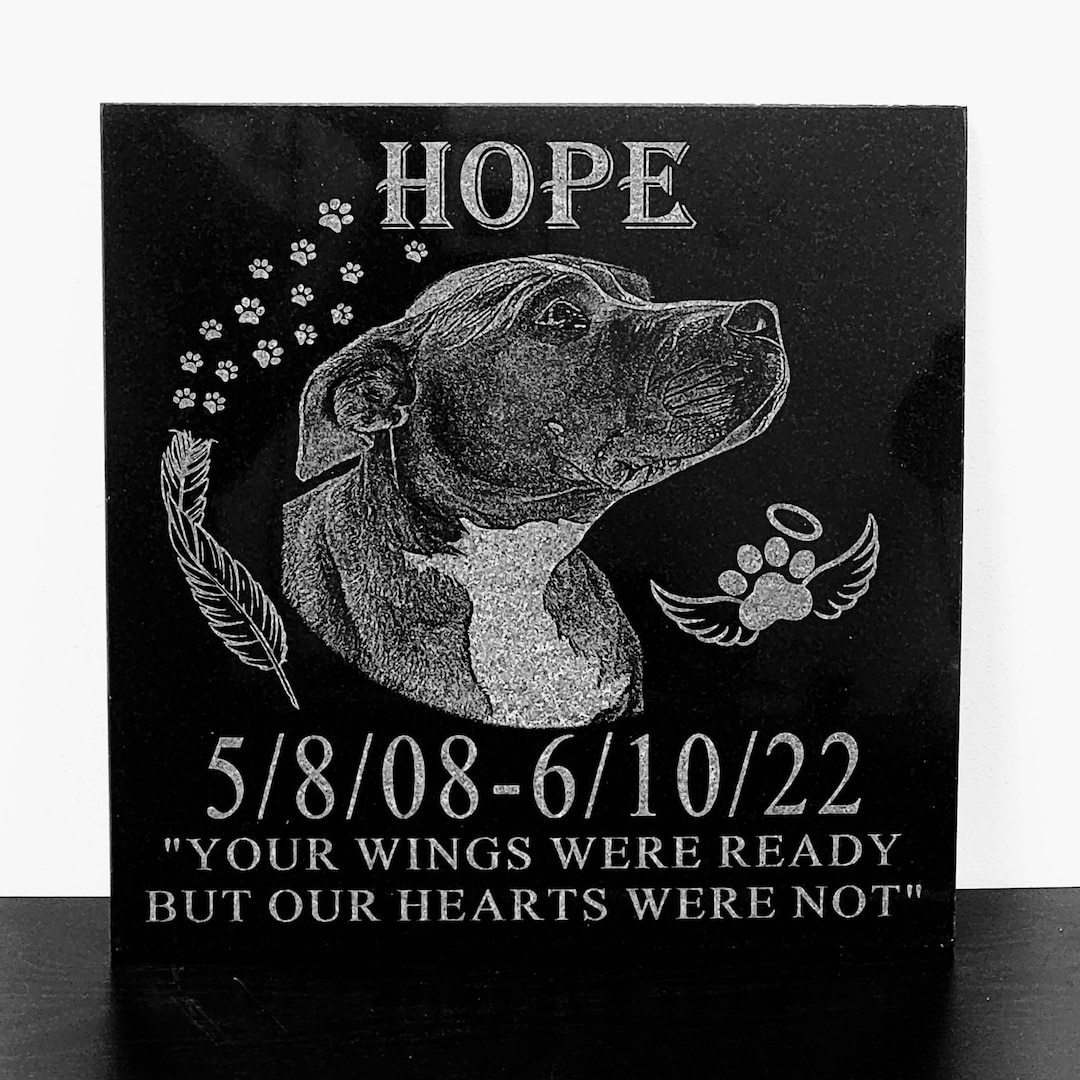 Black Granite Pet Memorial Headstone, Custom Dog Memorial Marker, Pet ...