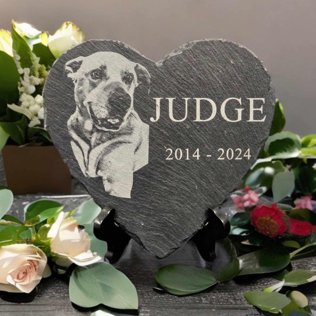 Custom Laser Engraved Slate Pet Memorial Plaque: Heart Garden Stone - Etsy