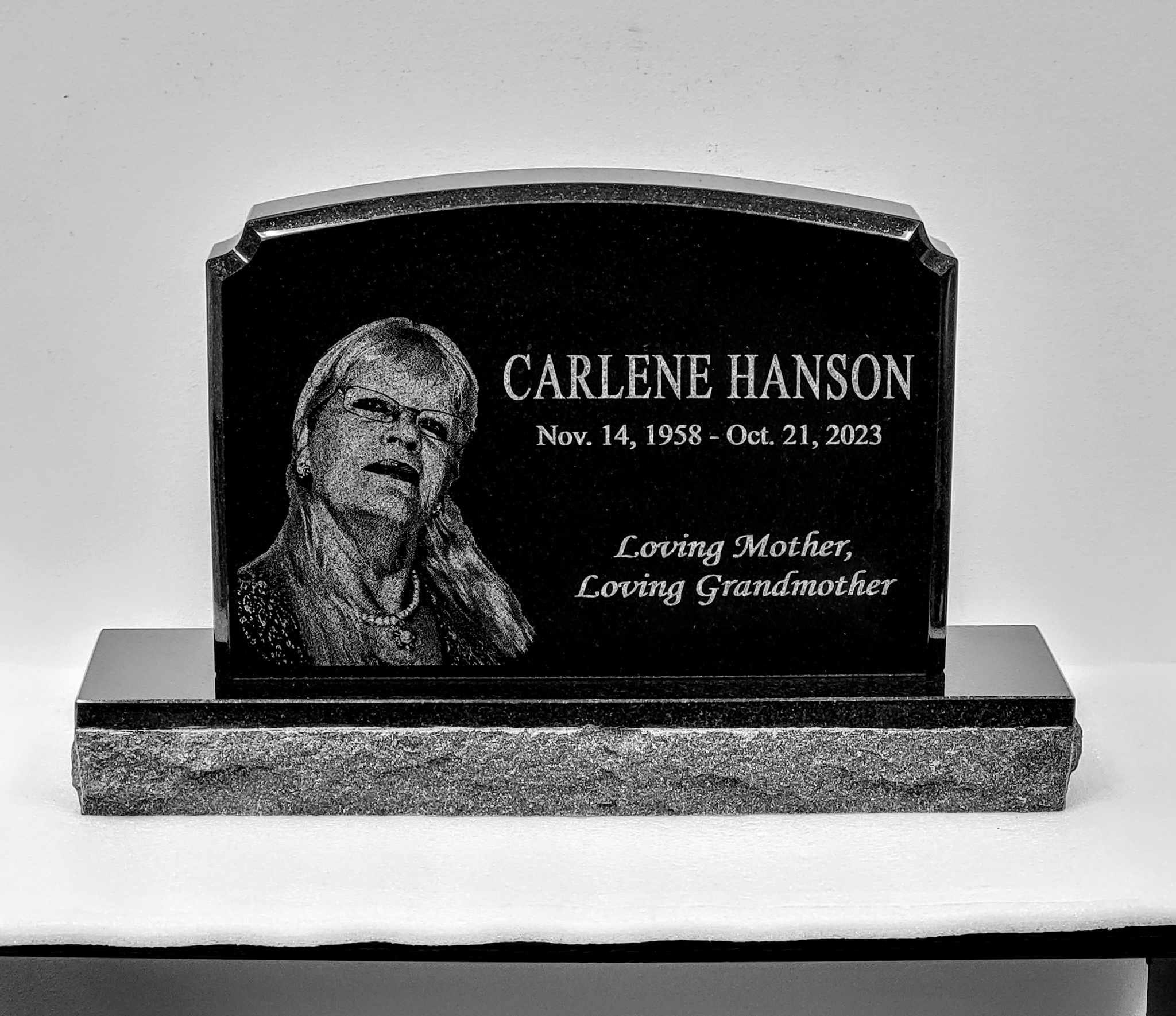 Laser Engraved Mini Upright Headstone Custom Grave Marker Jet Black ...