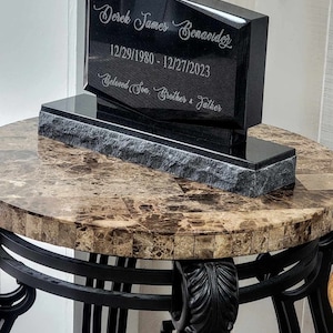 Personalized Laser Engraved Diamond Upright Black Granite Headstone ...