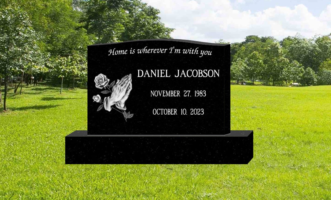Laser Engraved Mini Upright Headstone | Custom Grave Marker | Jet Black ...