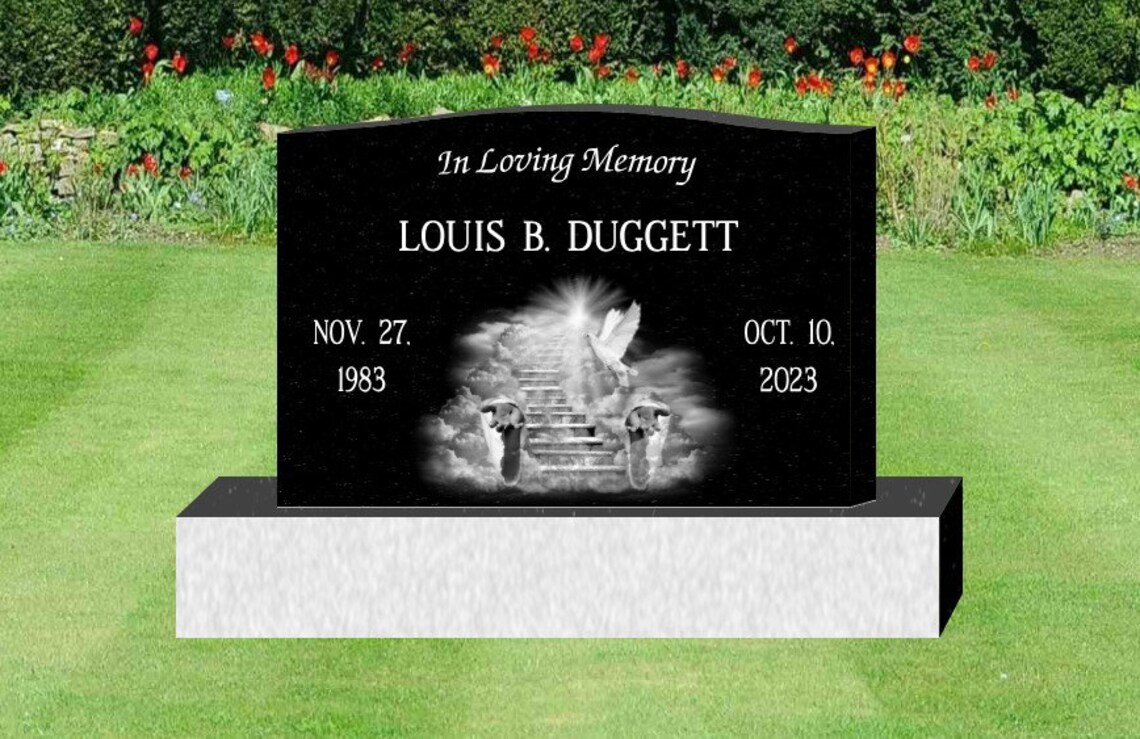 Laser Engraved Mini Upright Headstone Custom Grave Marker Jet Black ...