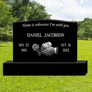 Laser Engraved Mini Upright Headstone | Custom Grave Marker | Jet Black ...