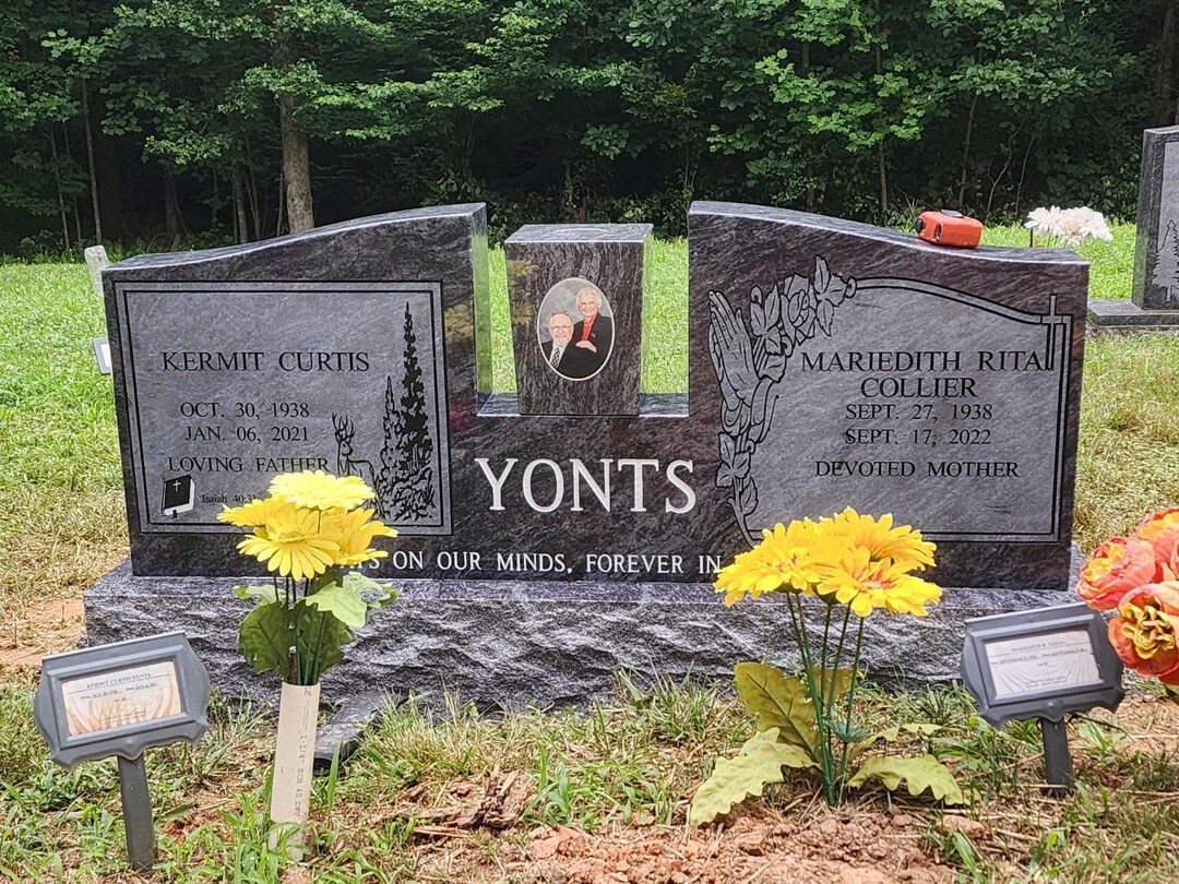 Gray Granite Companion Wing Cemetery Headstone: His & Her Monument - Etsy