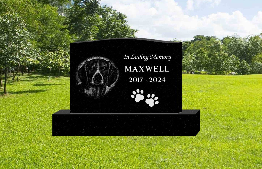 Laser Engraved Upright Pet Headstone - Beagle | Custom Grave Marker ...