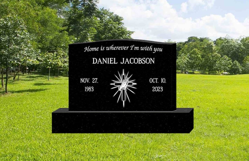 Laser Engraved Mini Upright Headstone Custom Grave Marker Jet Black ...